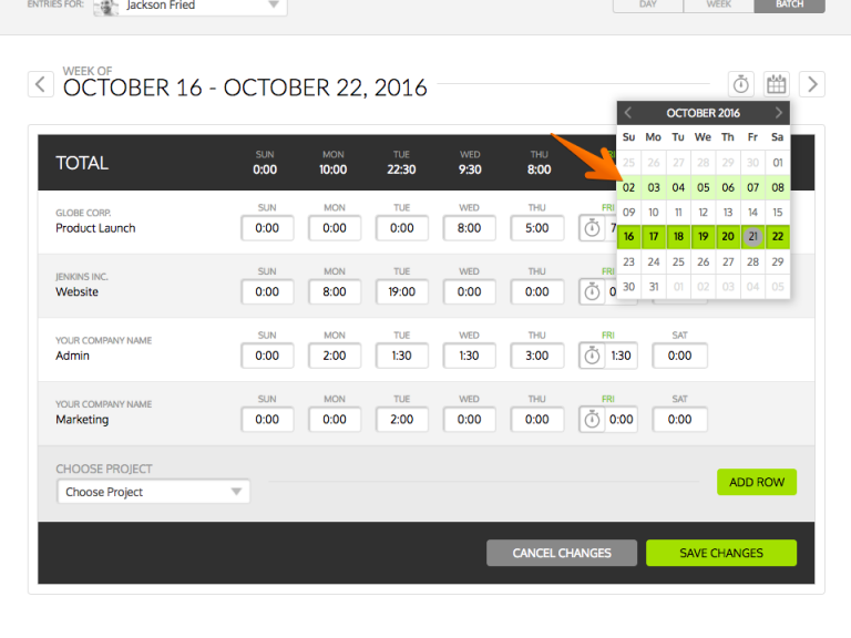 Batch entry timesheet view (optional) | Time Tracking | Help Center ...